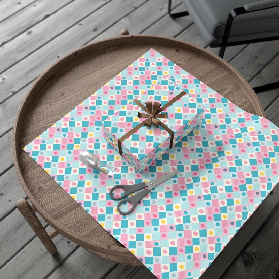 Pink Retro Y2K Checkerboard Wrapping Paper - Perfect for Kids' and ...