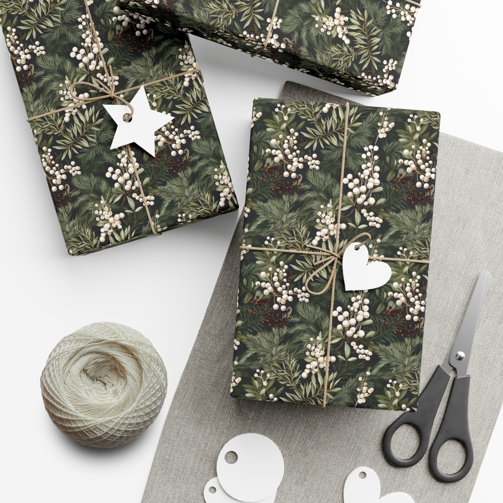 Gift Wrap Boho Wrapping Farmhouse Wrap Dark Cottage Core Rustic Winter ...