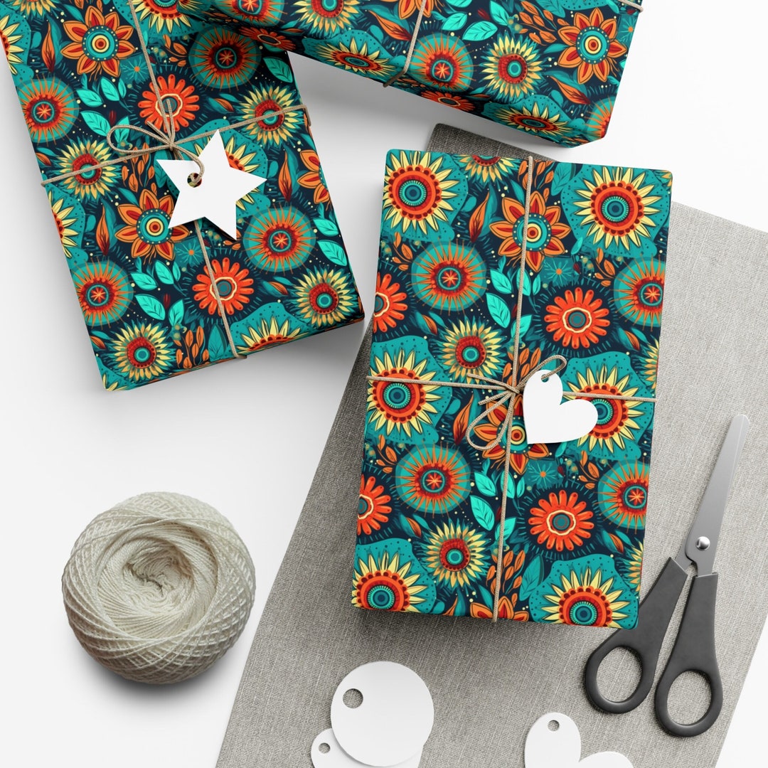Boho Chic Wrapping Paper - Bohemian Gift Wrap for All Occasions, Gift ...