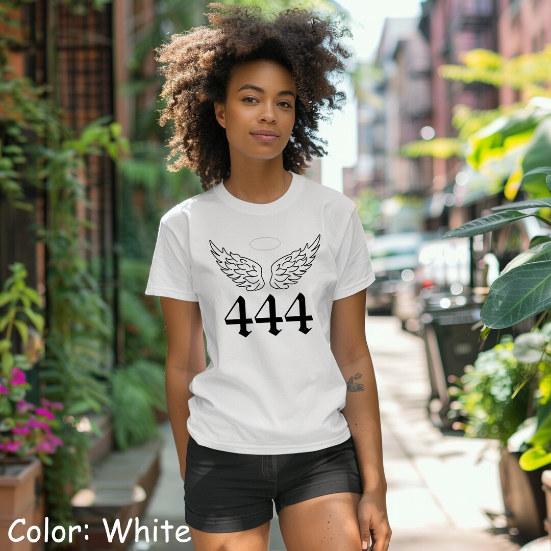 T Shirt 444 Angel Number 444 Gift Aura Print Unisex Spiritual Symbol ...