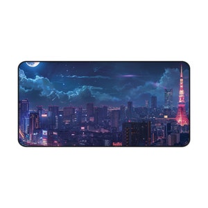 Desk Mat Tokyo Moonlight Office Decor Kawaii Desk Mat Cute Deskmat ...