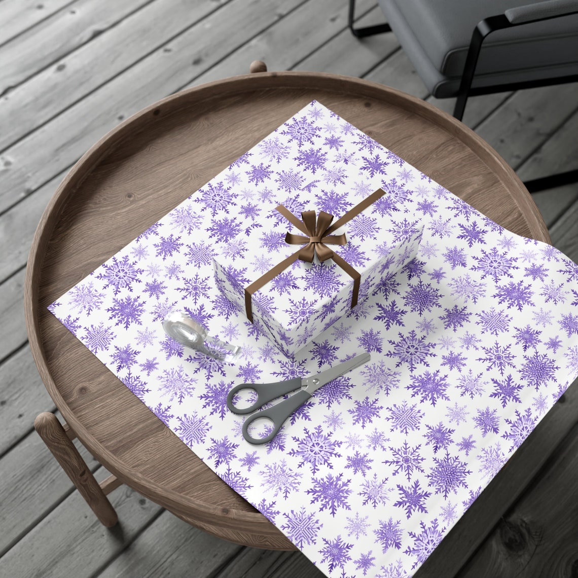 Wrapping Paper Christmas Snowflake Wrapping Paper Peri Lavender Purple ...