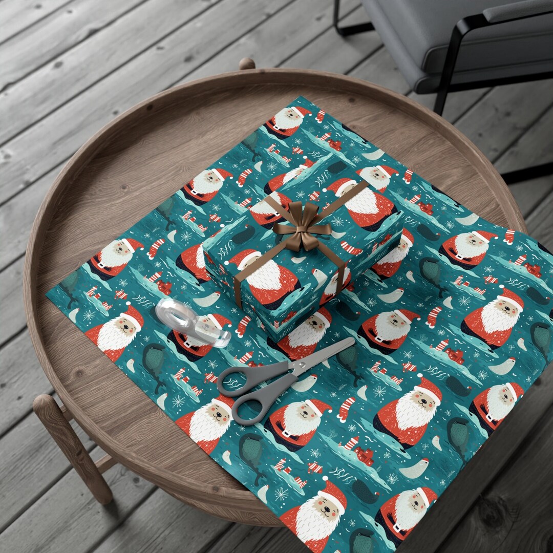 Wrapping Paper Christmas Animal Wrapping Paper Ocean Santa Gift Wrap ...