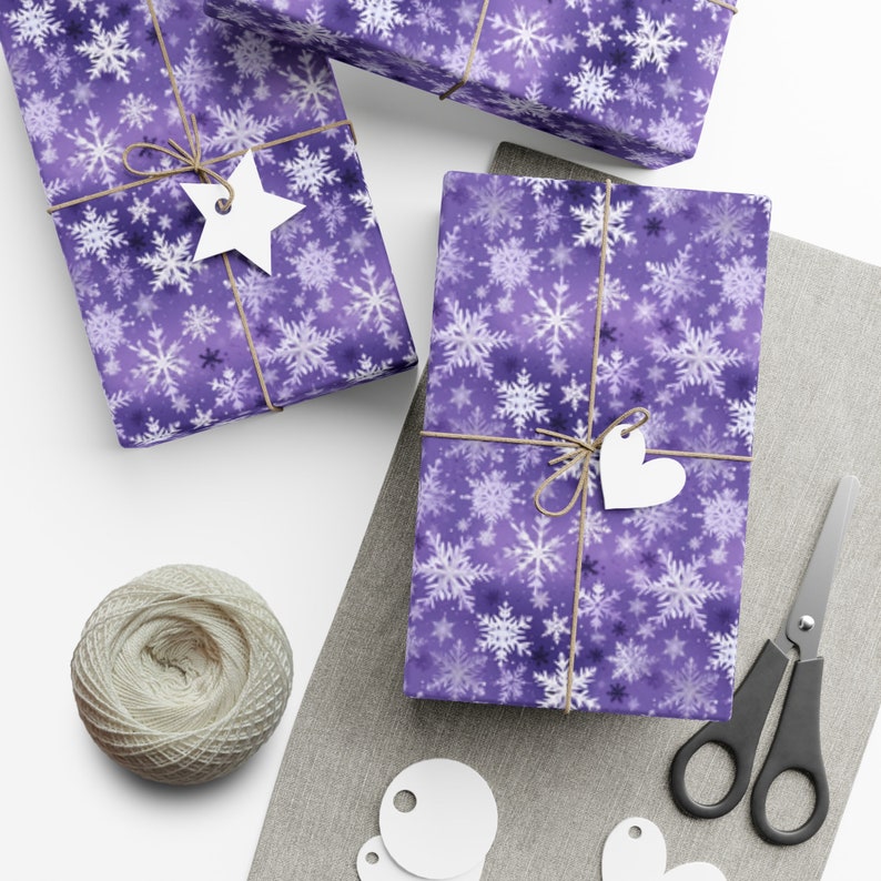 Christmas Snowflake Wrapping Paper - Peri Lavender Purple Holiday Gift ...