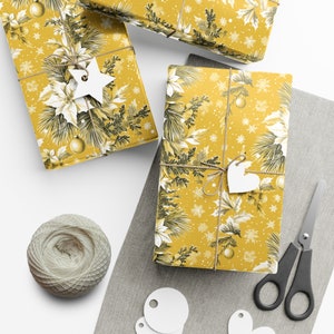 Wrapping Paper Yellow Chintz Wrapping Paper Holiday Gift Wrap Christmas ...