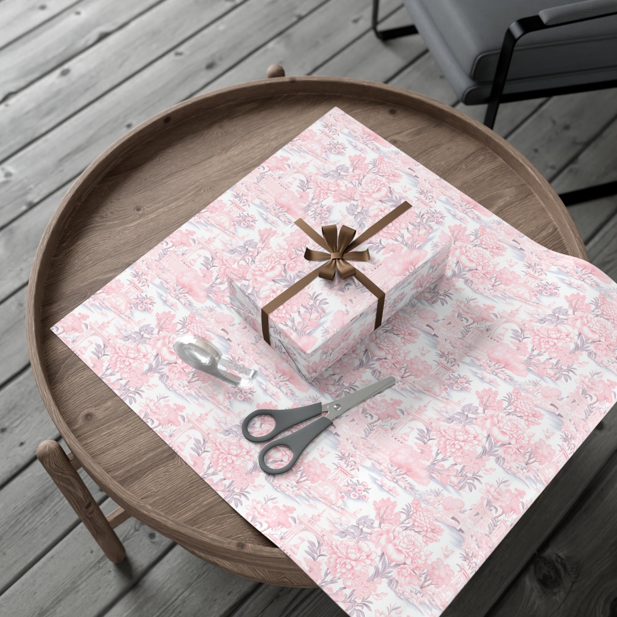 Wrapping Paper Chinoiserie Blush Pink Wrapping Paper Blush Pink Floral ...