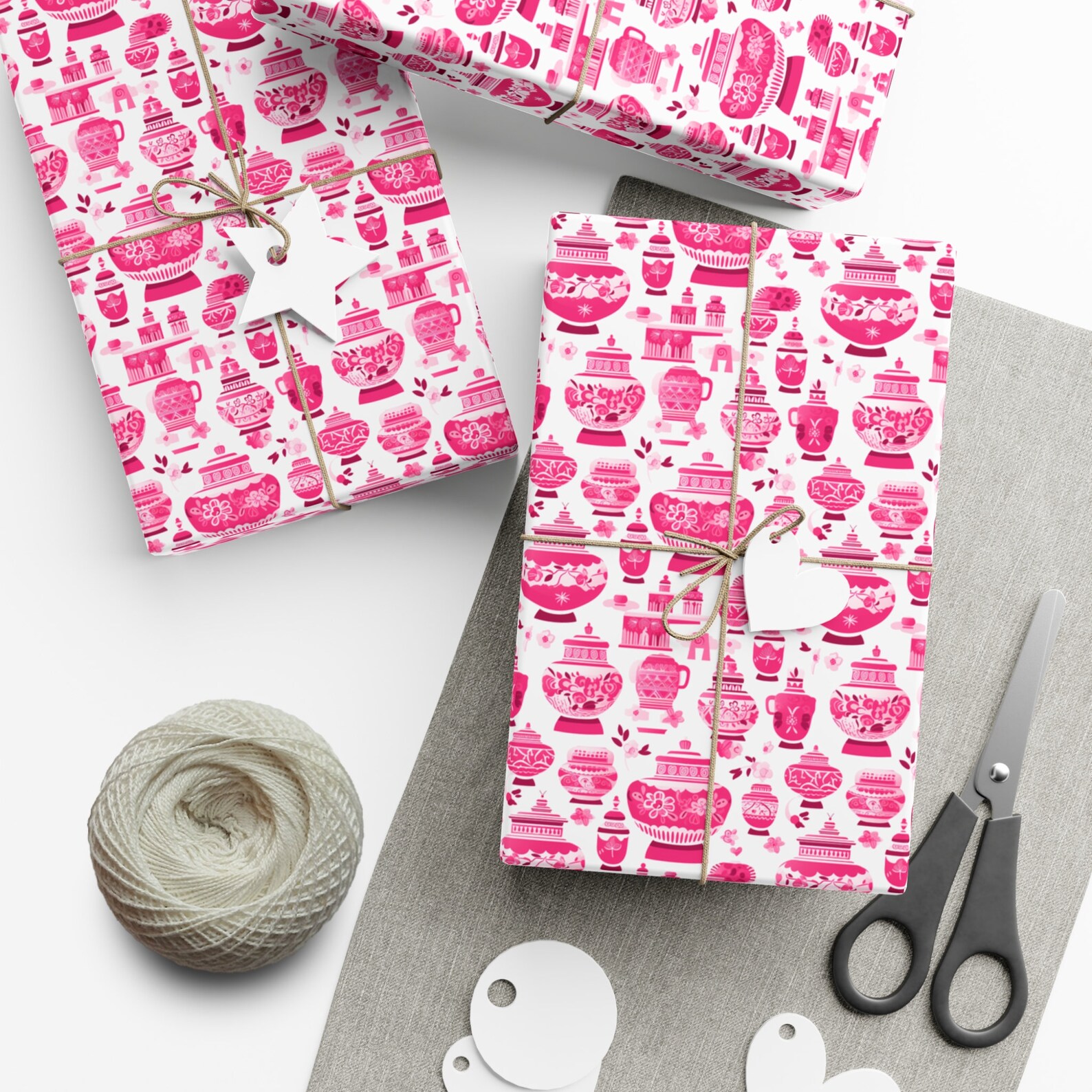Wrapping Paper Pink Ginger Jar Wrapping Paper Elegant Gift Wrap ...