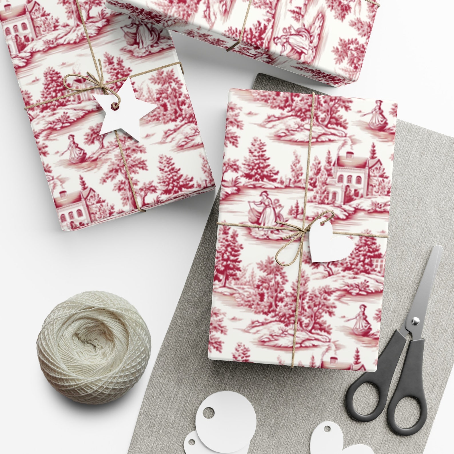 Wrapping Paper Toile Christmas Wrapping Paper Festive Gift Wrap Holiday ...