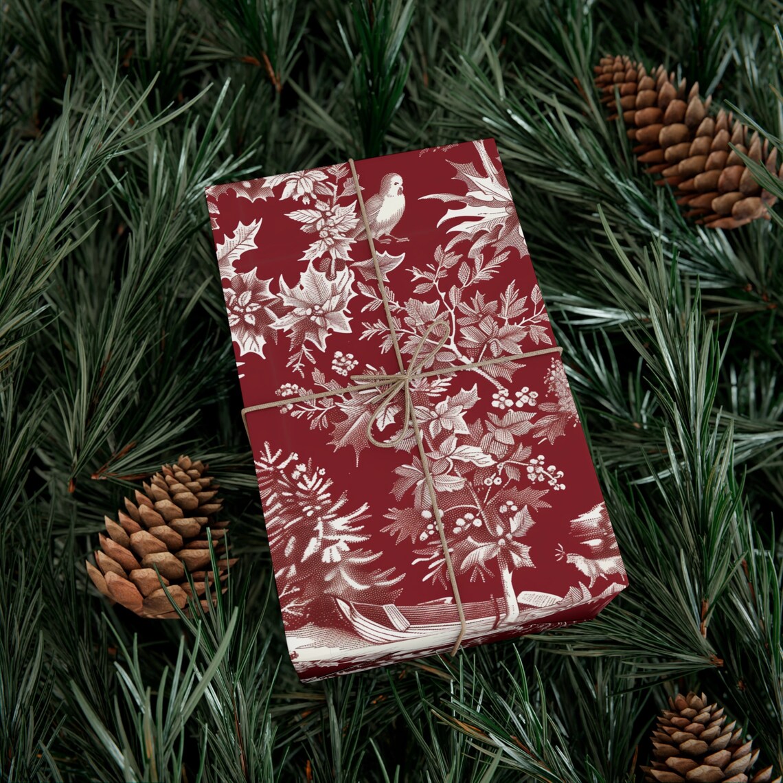 Wrapping Paper Toile Christmas Wrapping Paper Festive Design Holiday ...