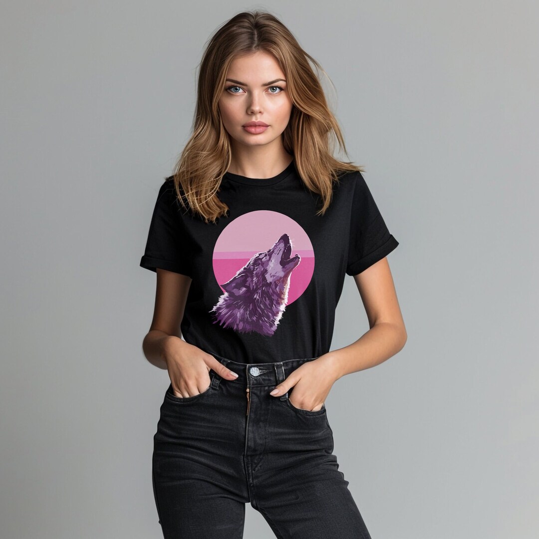 Tee Wolf Howling Graphic Tee Retro Wolf Unisex T Shirt Wolf Lover Retro ...