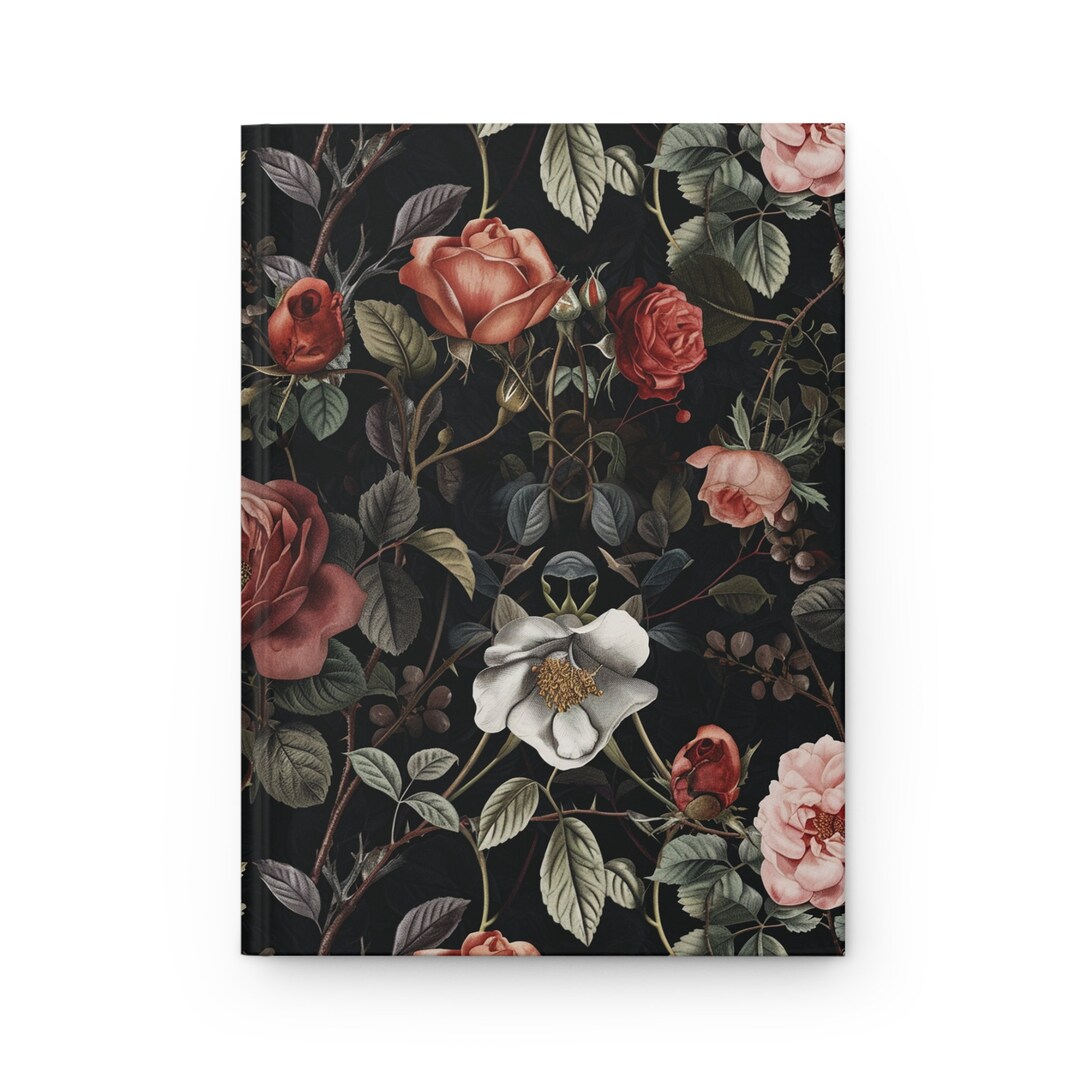 Journal Dark Academia Botanical Rose Aesthetic Matte Hardcover Journal ...