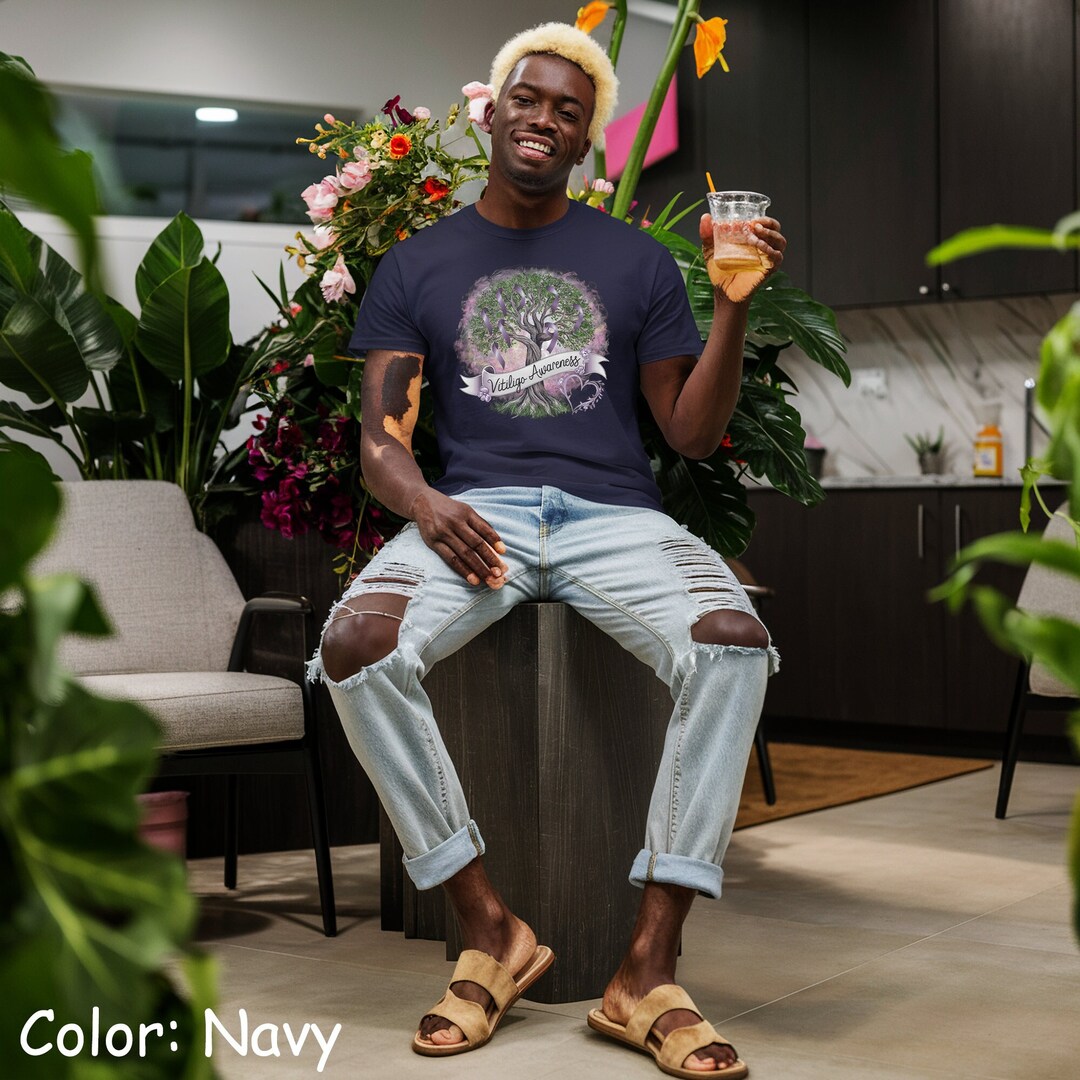 T Shirt Vitiligo Awareness Design Tree of Life T-shirt Purple Ribbon ...