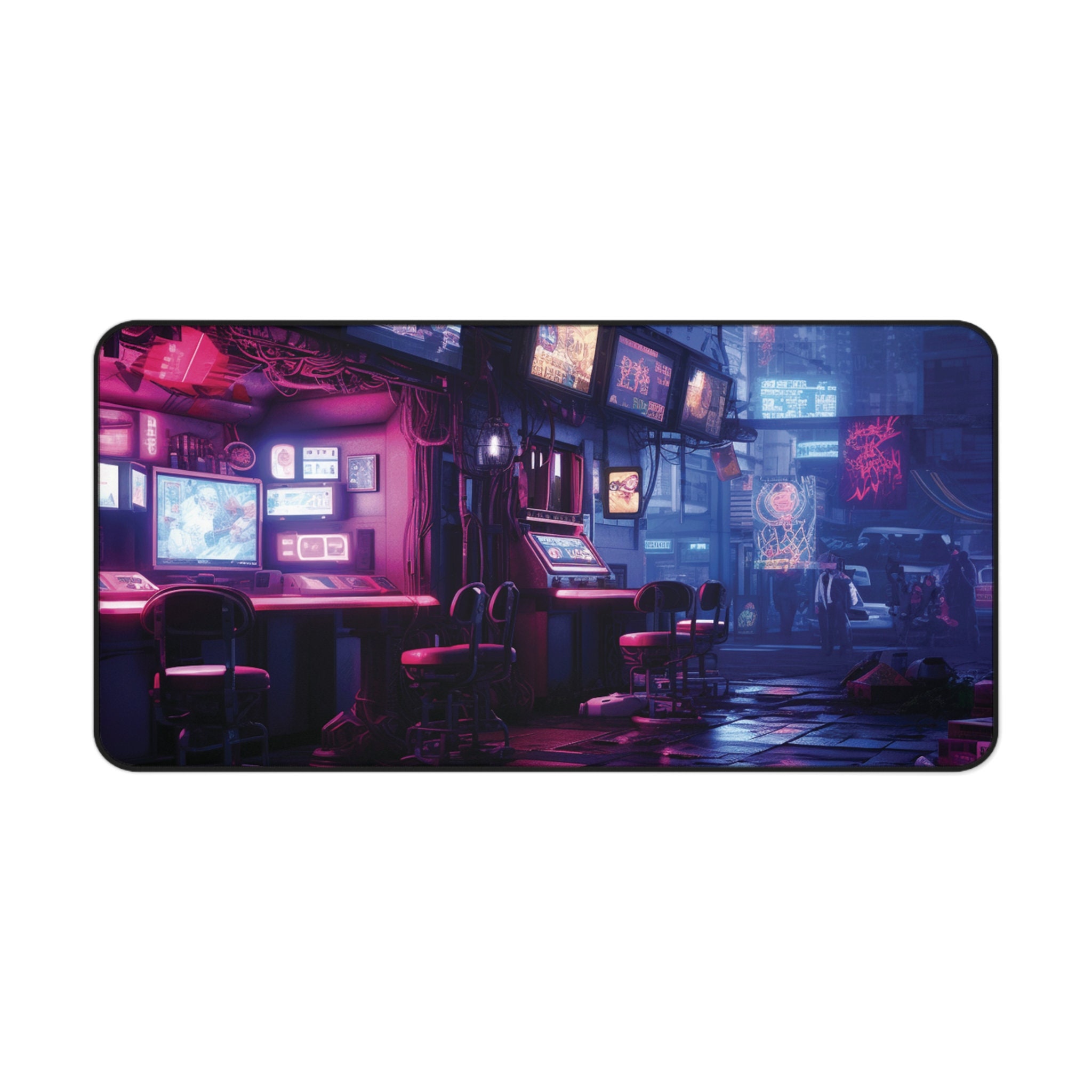 Desk Mat Cyberpunk Gaze Neon Light Desk Mat Gamer Desk Mat - Etsy