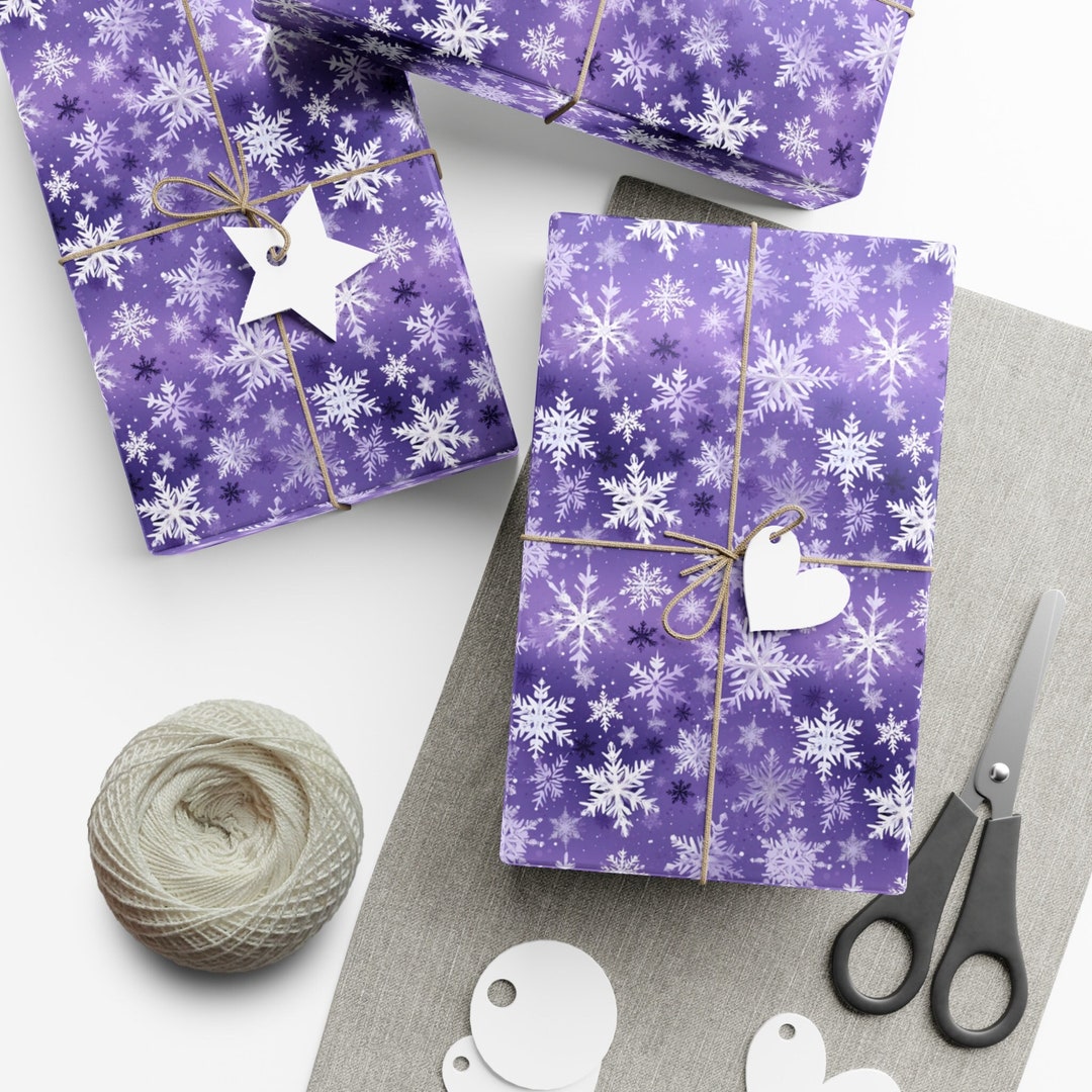 Christmas Snowflake Wrapping Paper - Peri Lavender Purple Holiday Gift ...