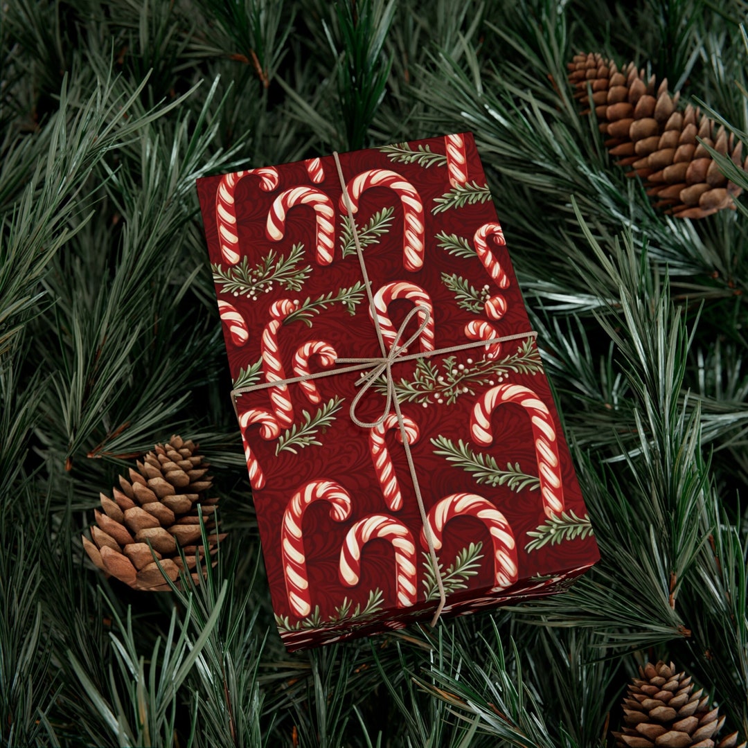 Wrapping Paper Red Candy Cane Wrapping Paper Holiday Design Christmas ...