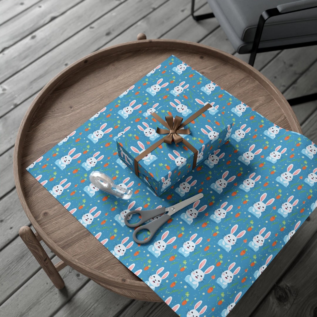 Bunny Rabbit Wrapping Paper Roll - Cute Gift Wrap for Easter, Birthdays ...