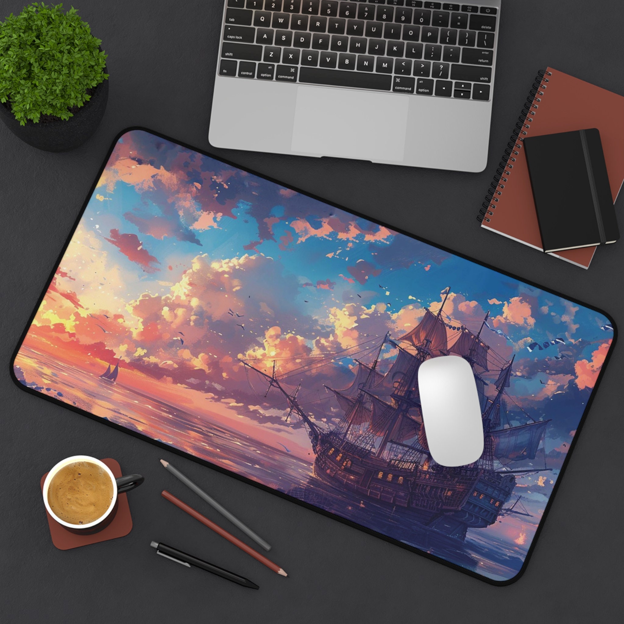Desk Mat Pirate Ship Anime Design Kawaii Large Mouse Pad Pirates' XL ...