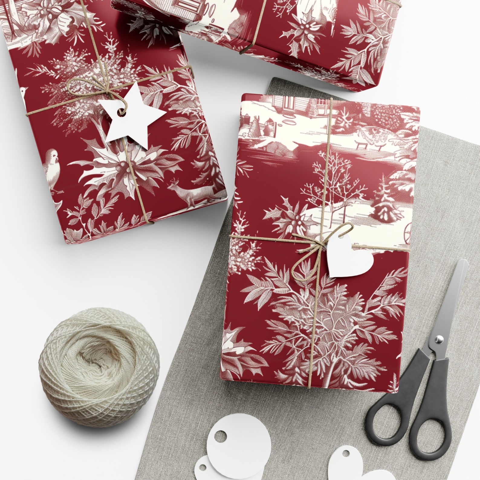 Wrapping Paper Toile Christmas Wrapping Paper Festive Design Holiday ...