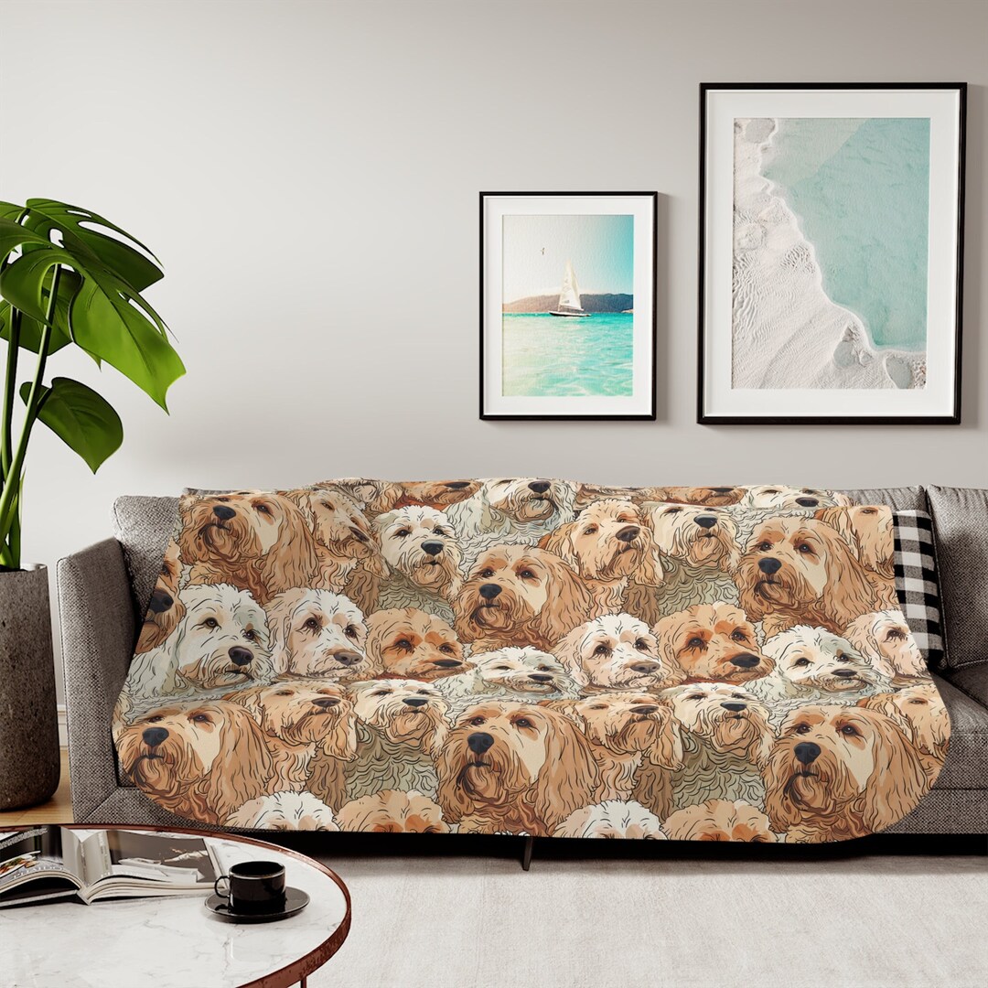 Blanket Doodle Gift Dog Pattern Sherpa Blanket Goldendoodle Throw ...