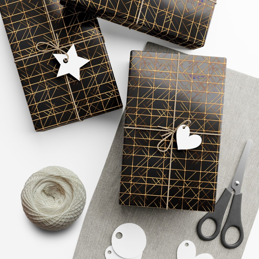 Luxurious Gold Grid Wrapping Paper - Unique and Vibrant Gift Wrap for ...