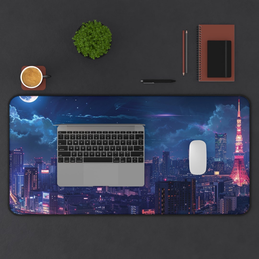 Desk Mat Tokyo Moonlight Office Decor Kawaii Desk Mat Cute Deskmat ...