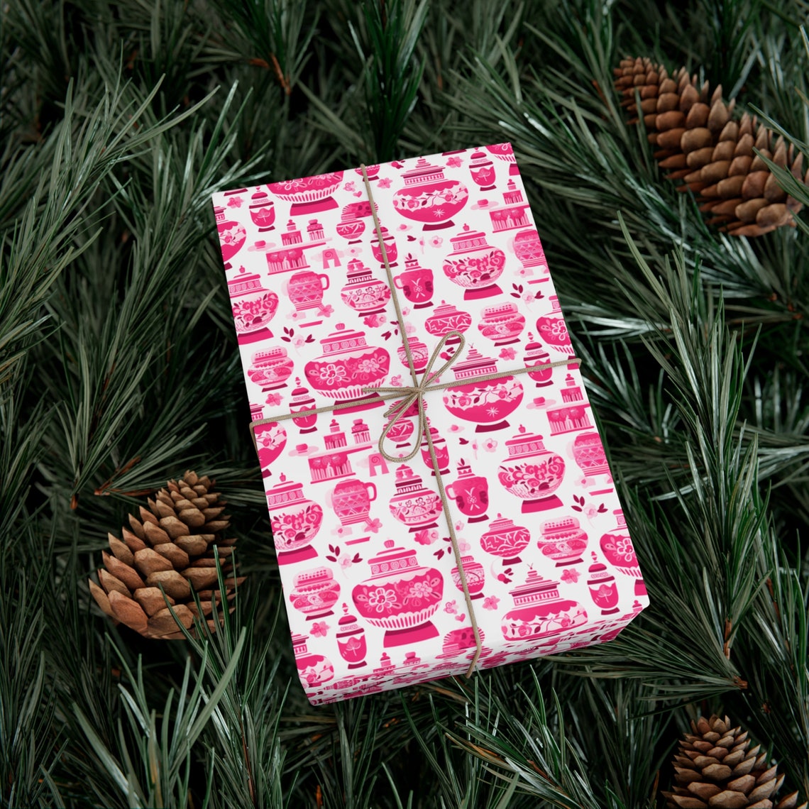 Wrapping Paper Pink Ginger Jar Wrapping Paper Elegant Gift Wrap ...