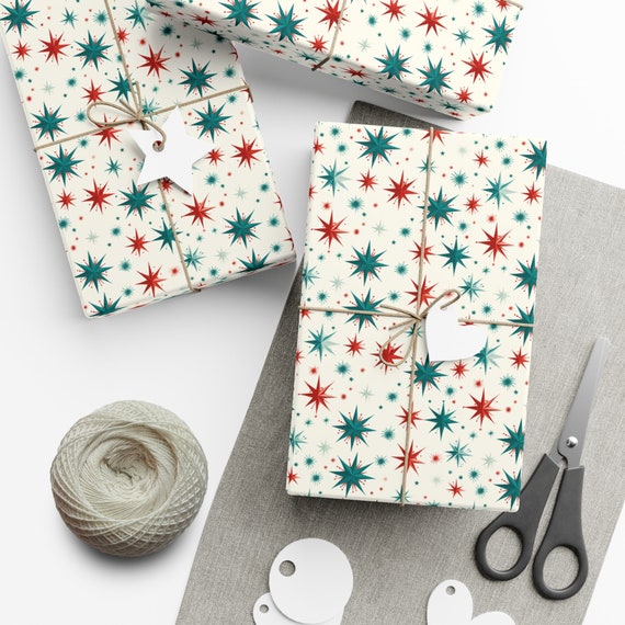 1950s Christmas Wrapping Paper Pattern Pineapple Retro Modern Retro