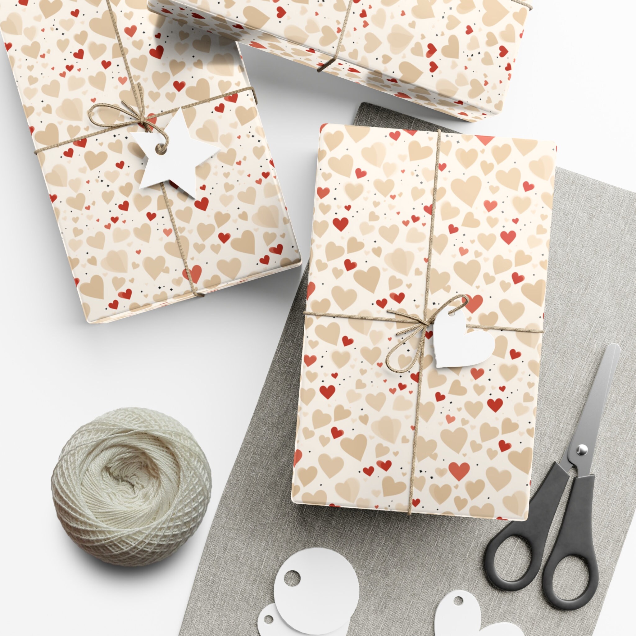Beige Heart Wrapping Paper Ideal for Weddings, Birthdays, and Bridal ...