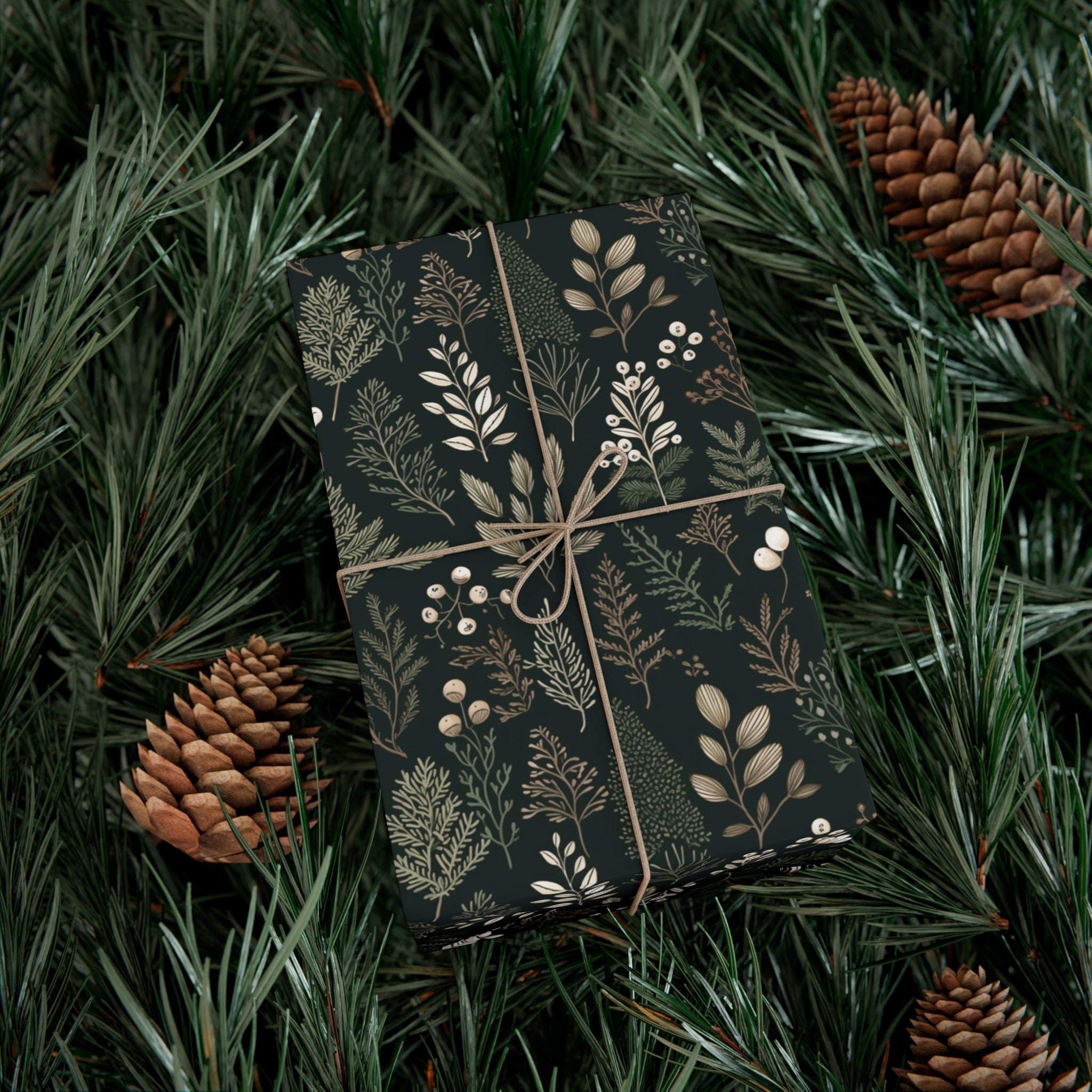 Wrapping Paper Rustic Forest Wrapping Paper Dark Cottage Core Winter ...