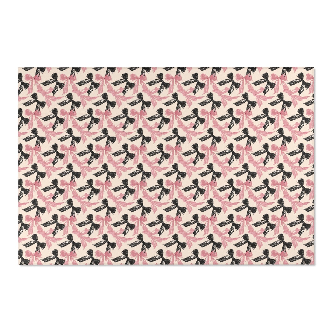 Rug Coquette Pink Bow Area Rug Chic Rug Make Statement Style - Etsy