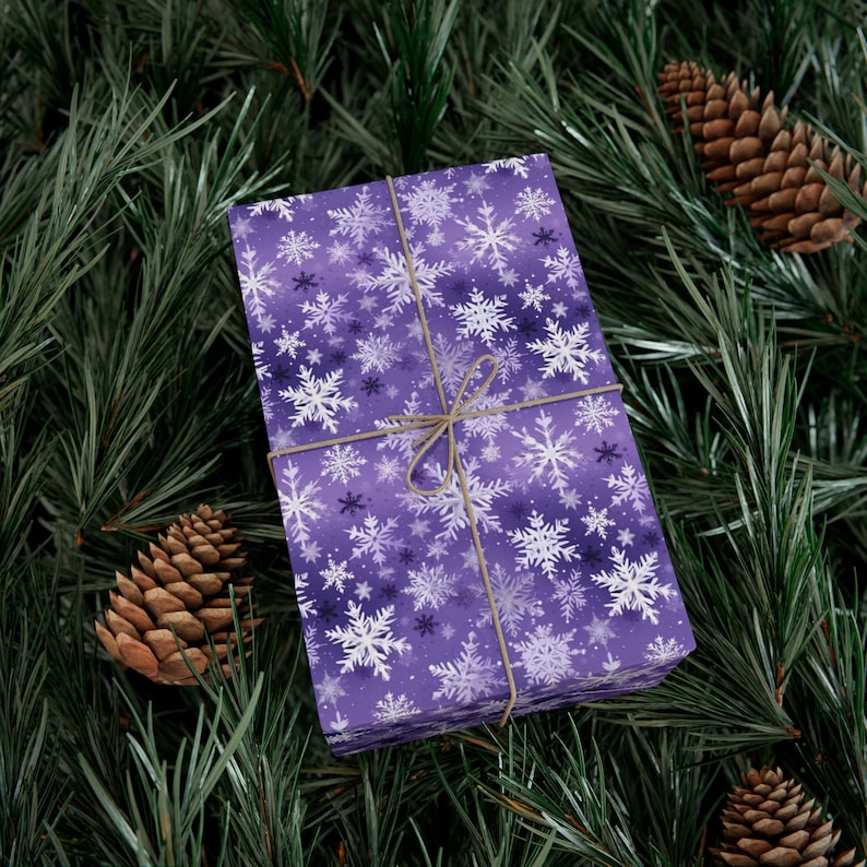 Christmas Snowflake Wrapping Paper - Peri Lavender Purple Holiday Gift ...