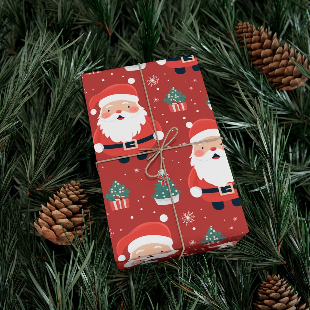 Wrapping Paper Santa Claus Wrapping Paper Holiday Gift Wrap Christmas ...
