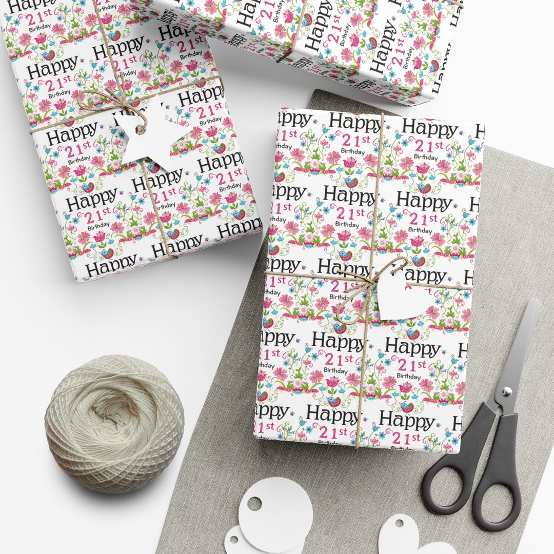 Wrapping Paper 21st Birthday Wrapping Paper Bday Design Happy 21st ...