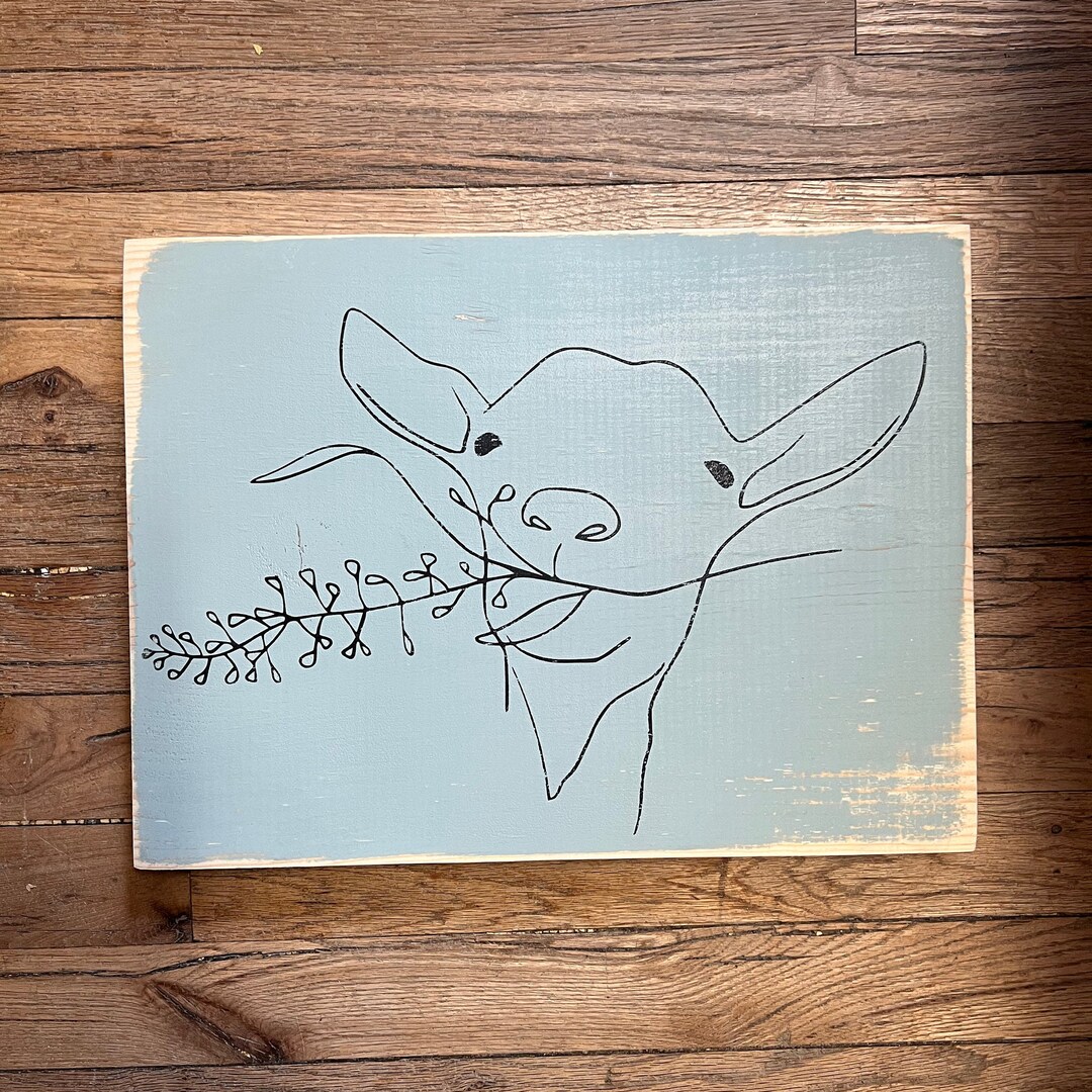 Goat Sign Painted Wood Wooden Home Decor Decoration Farmhouse Ish ...