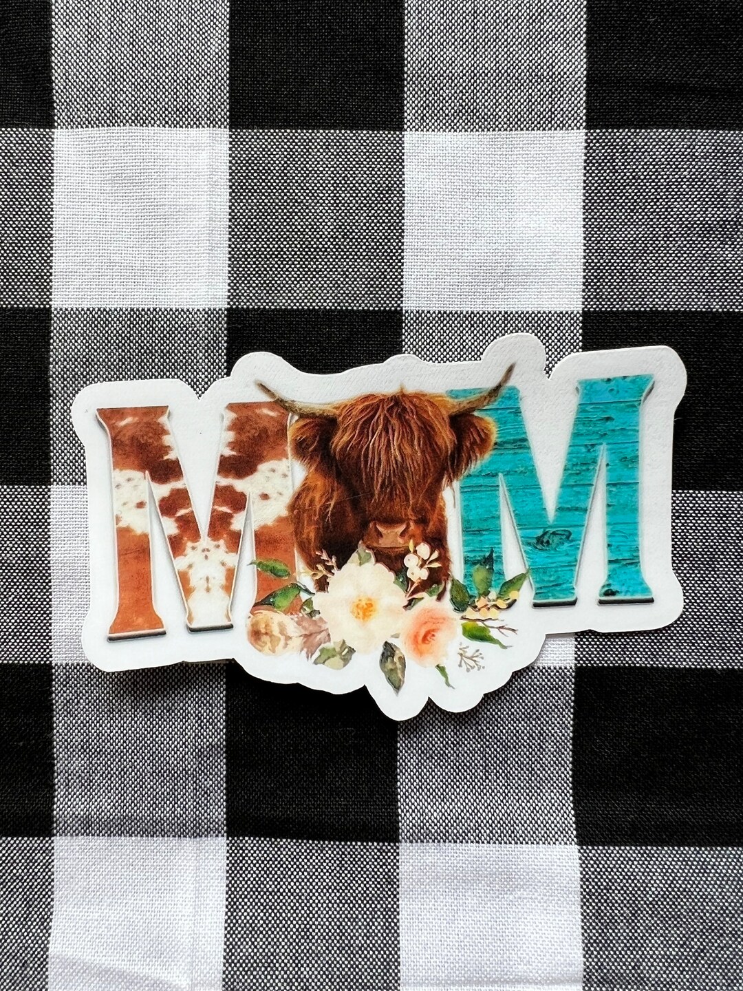 Mom Vinyl Sticker Highland Cow Heifer Bull Waterproof Water Bottle ...
