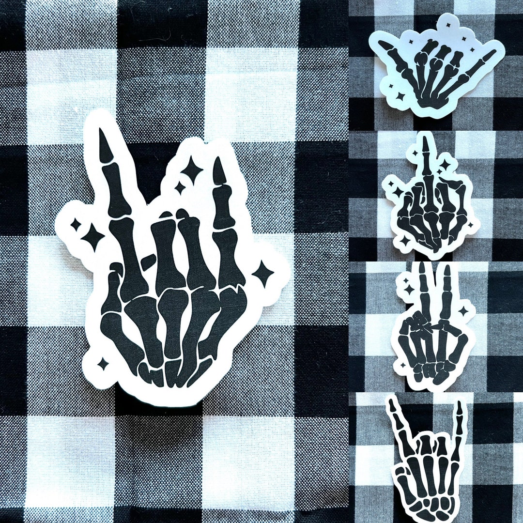 Bone Hands Vinyl Sticker Individual or Set Waterproof Water Bottle ...