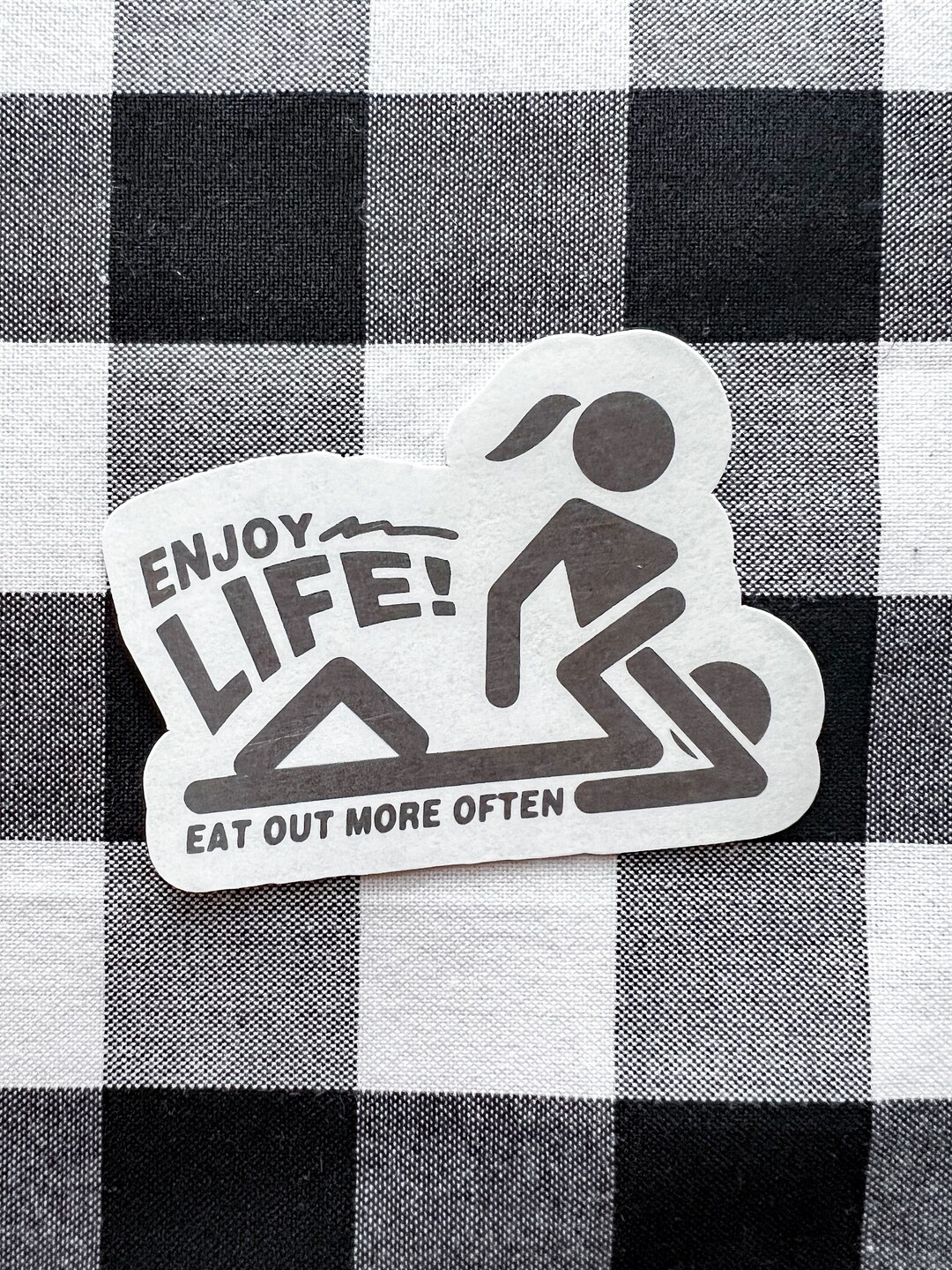 Enjoy Life Eat Out More Often Funny Vulgar Water Bottle Hard Hat Laptop ...