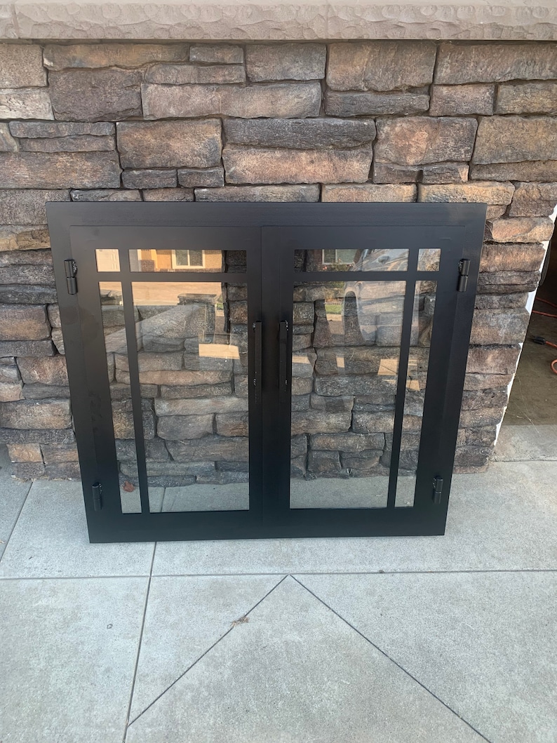 Hand Made Iron Fireplace Doors - Etsy