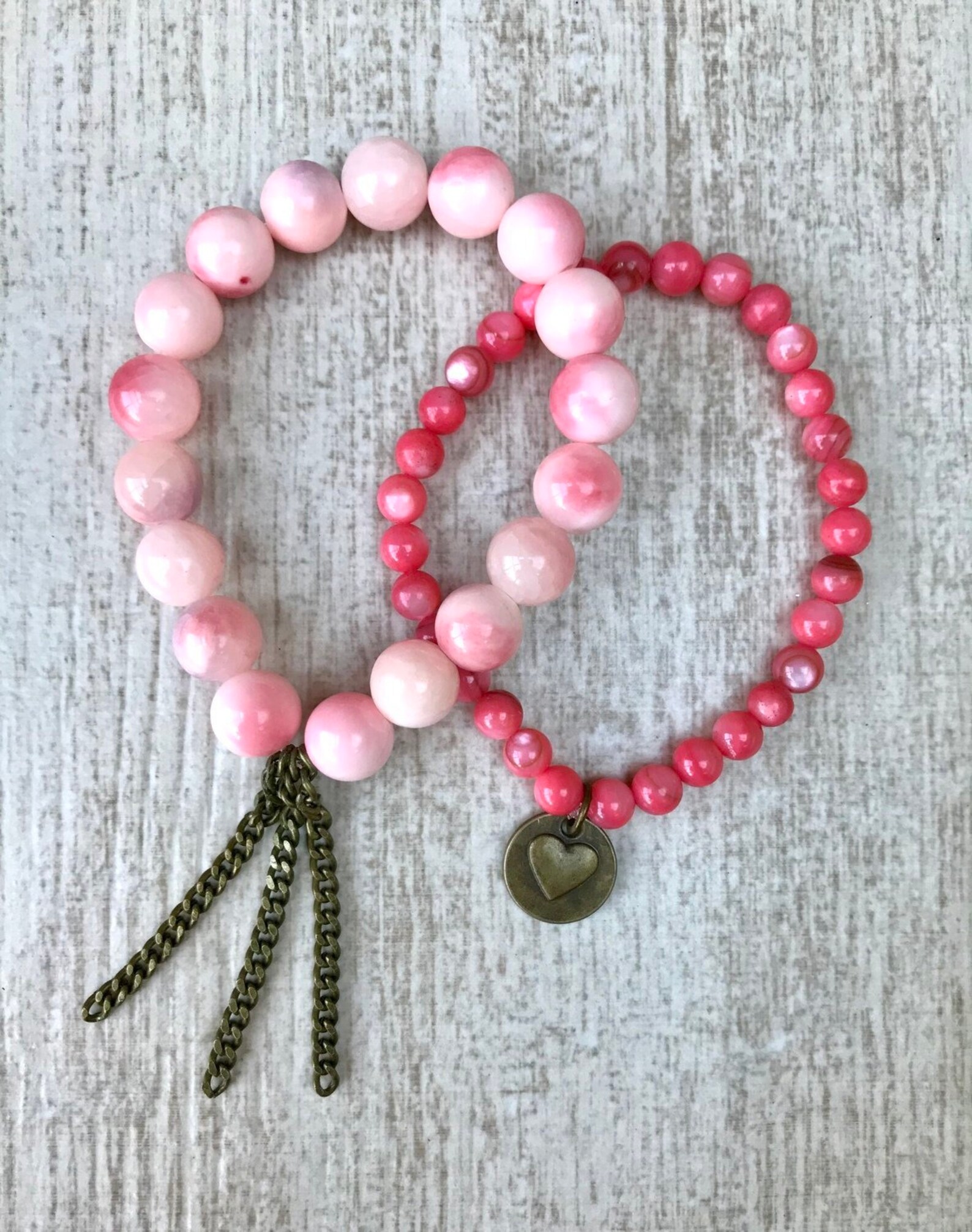 Tahitian Sunset, Half Stack, Bracelets, Pink, Stacked Bracelets, Beaded ...