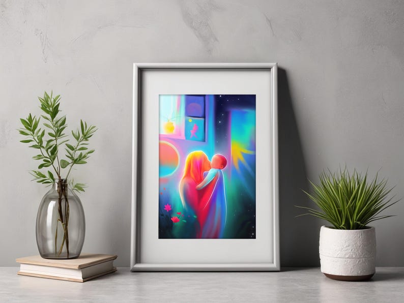 Mother and Baby Spirit Aura Print Spiritual Wall Art Mothers Day Poster ...