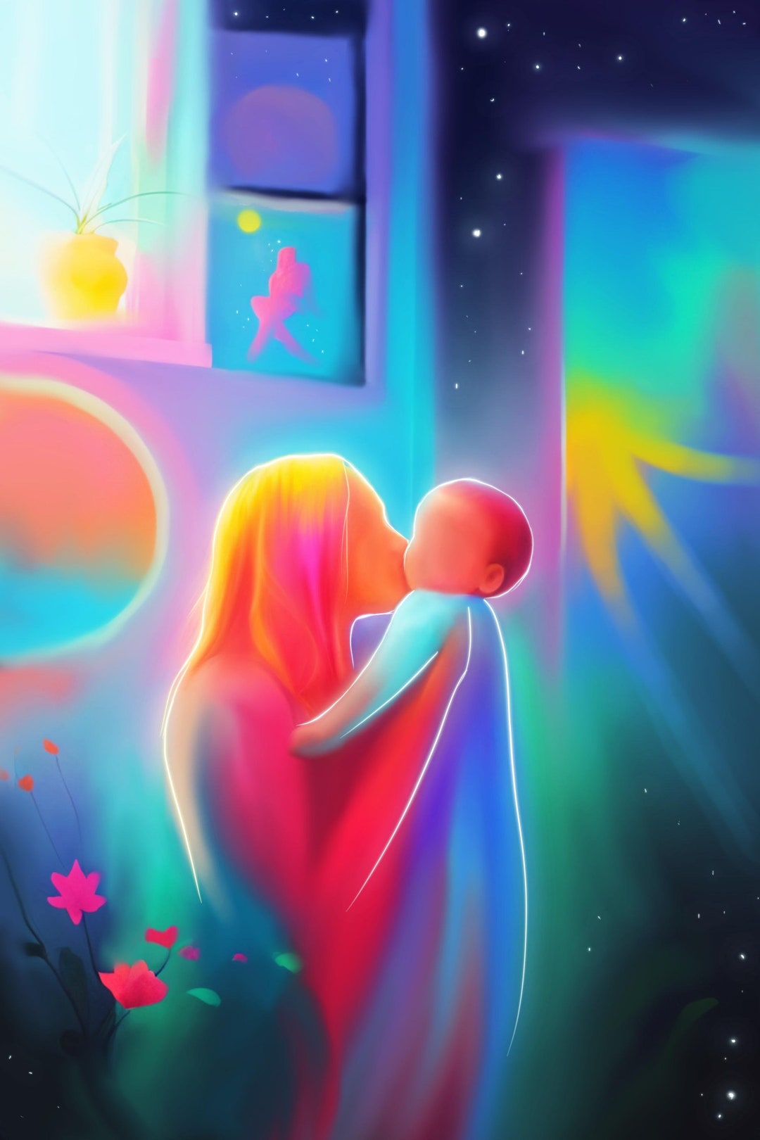 Mother and Baby Spirit Aura Print • Spiritual Wall Art • Mothers Day ...