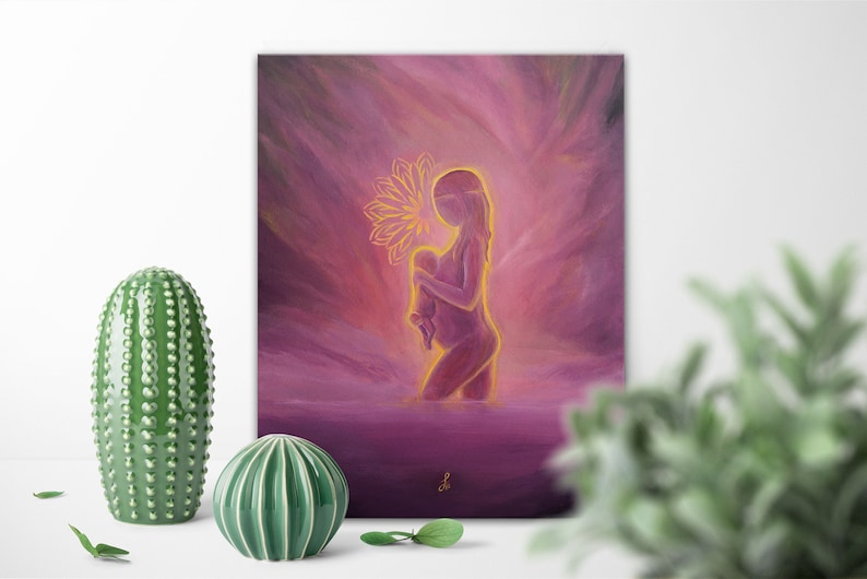 Breastfeeding Mother Art: Spiritual Zen Mom and Baby Painting - Etsy