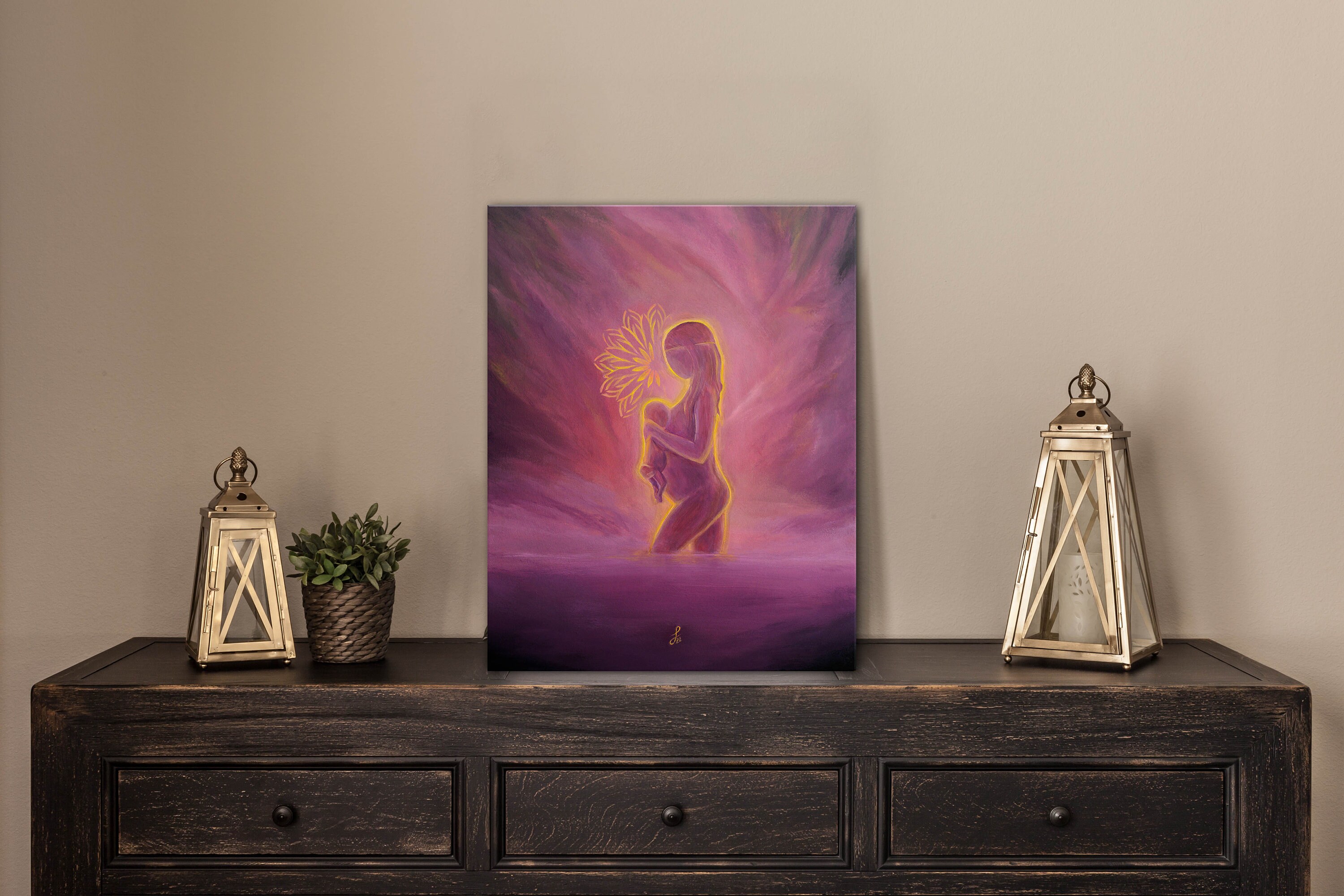 Zen Motherhood Art Breastfeeding Mother and Baby Painting - Etsy