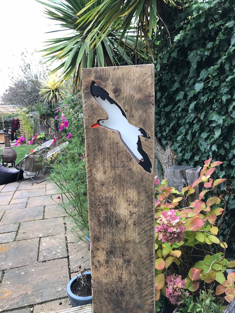 Seagull Garden Sculpture Stained Glass Reclaimed Wood Art - Etsy