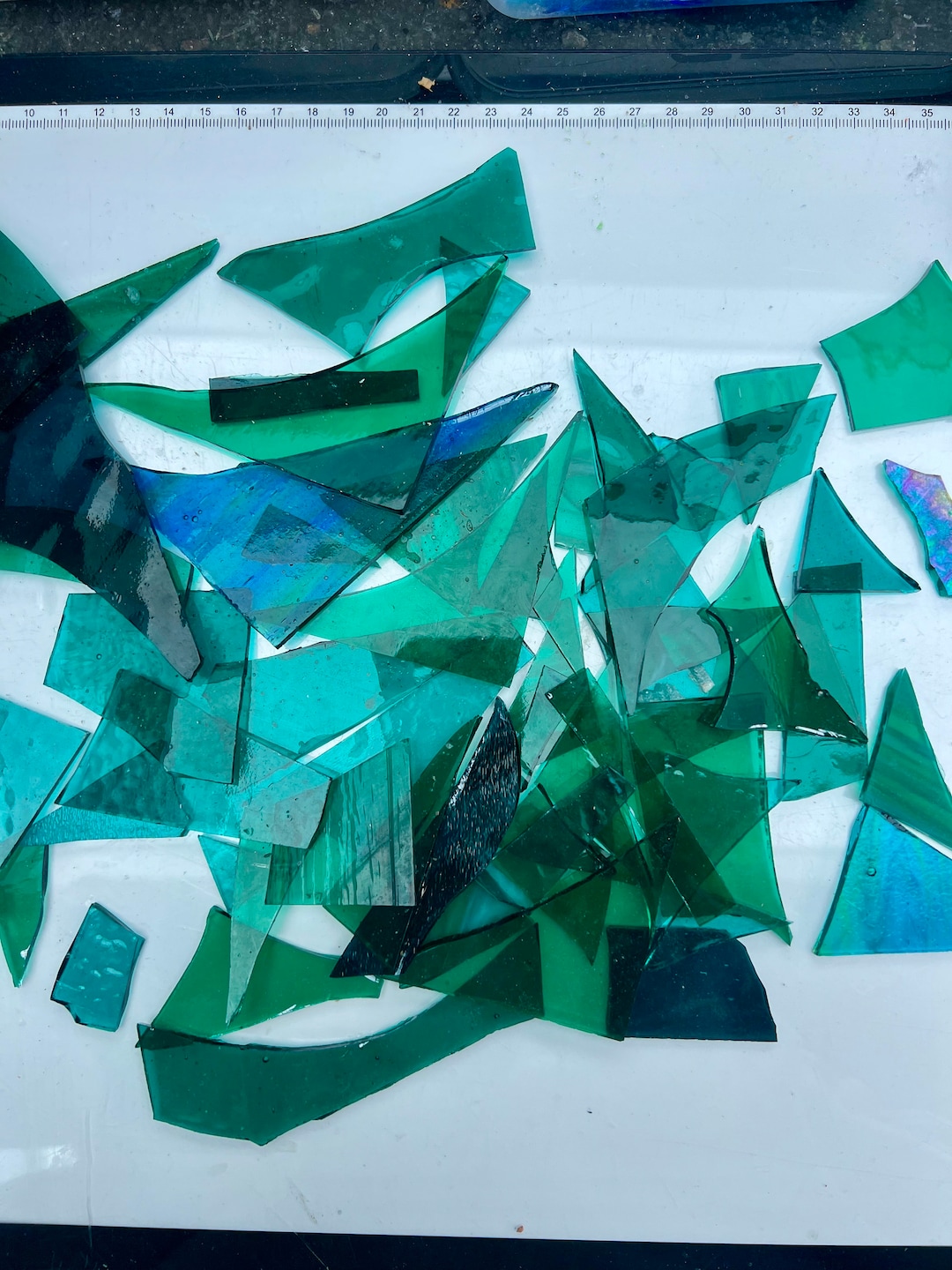 Turquoise Stained Glass Pieces 500g / Supplies Glass for Mosaics Art ...