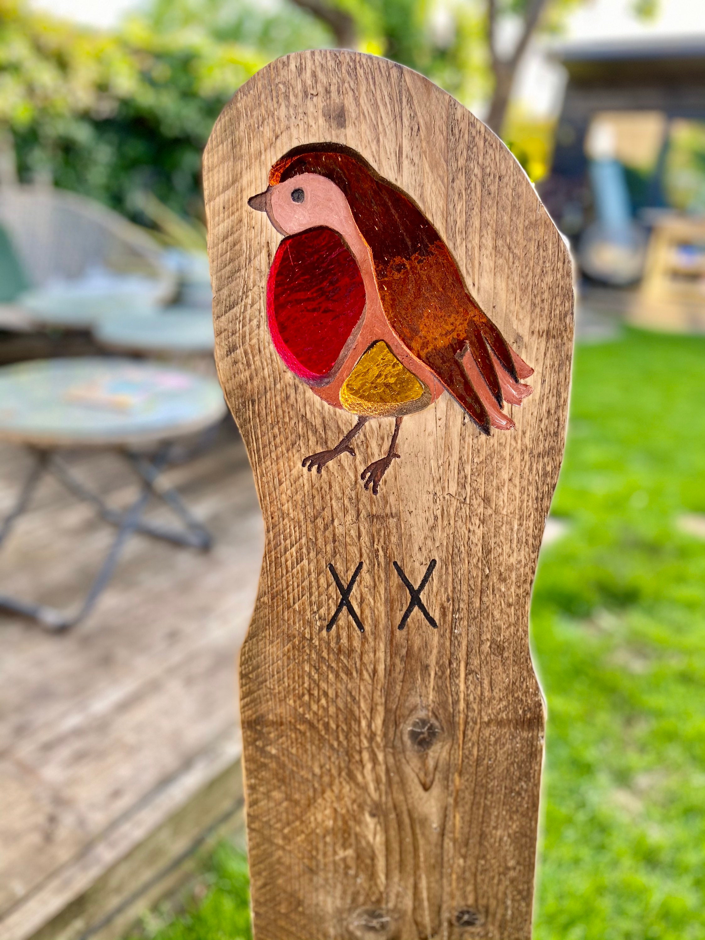 Robin Sculpture.stained Glass Art. Personalised. Garden Sculpture. - Etsy