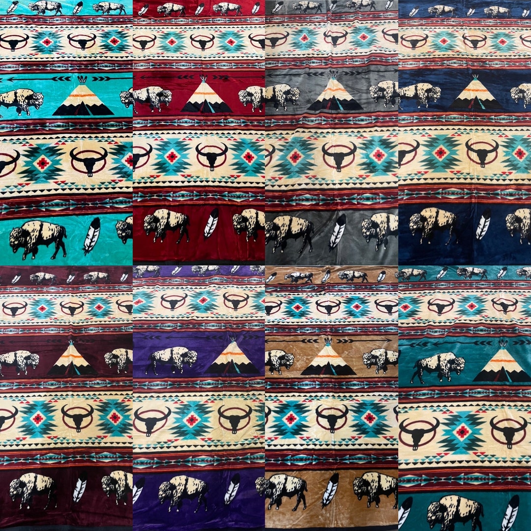 CLOUD Blanket Buffalo With Teepee Design Reversible Blanket / Soft as ...