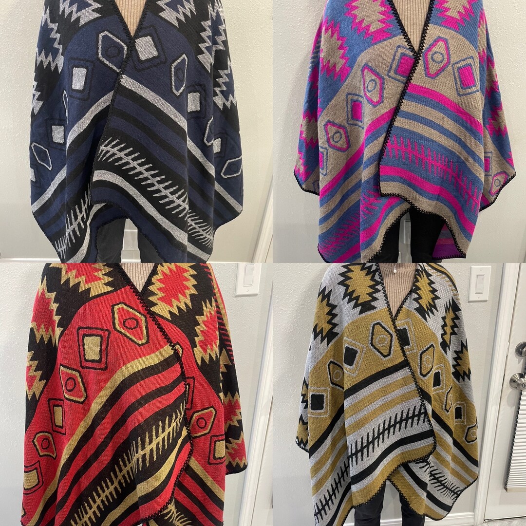 Southwestern Aztec Pattern Poncho - Etsy