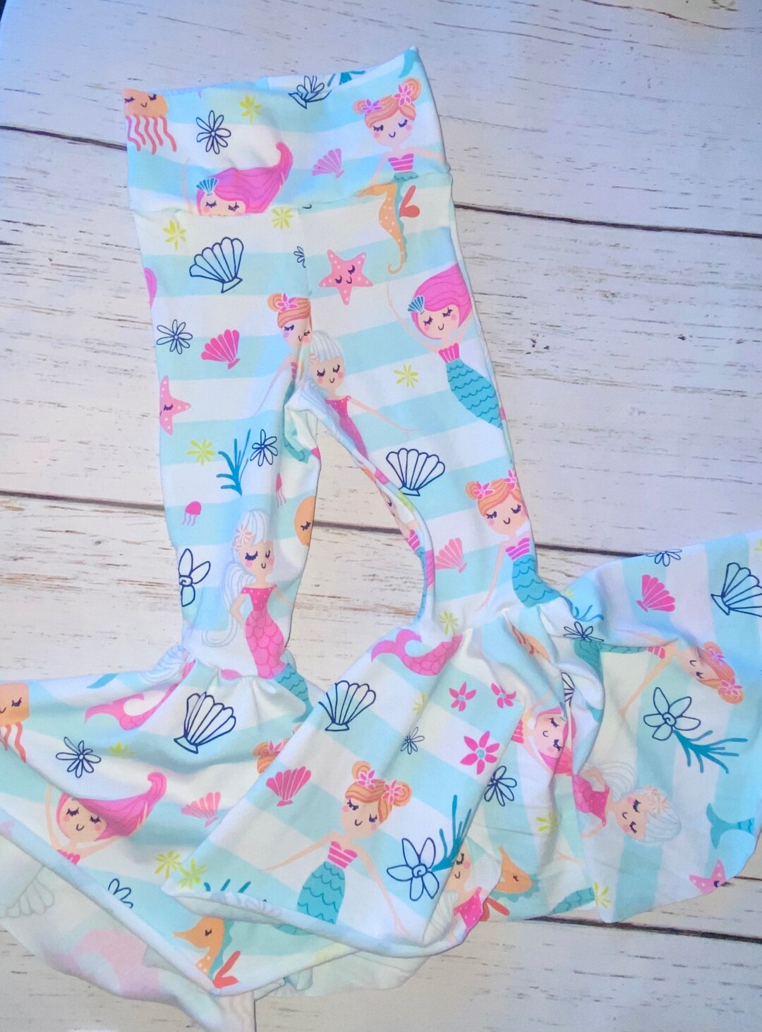 Mermaid Bell Bottom Pants and an Embroidered Personalized Mermaid Shirt ...