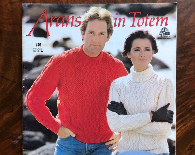 Patons Arans in Totem Knitting Pattern Booklet 746, Vintage Jumpers and ...